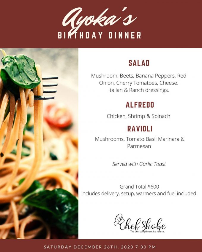 CUSTOM MENUS – Chef Shobe