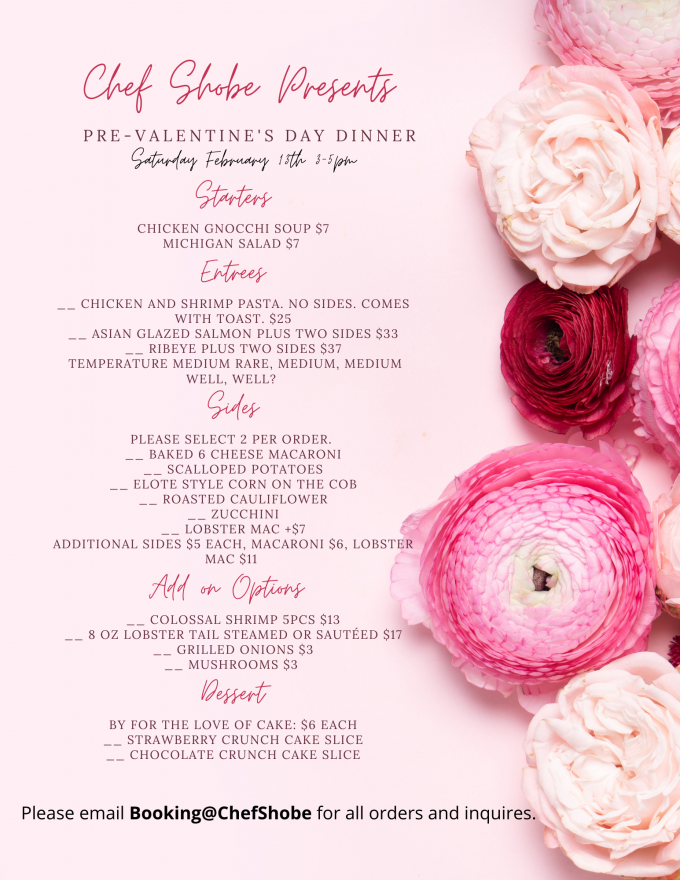 CUSTOM MENUS – Chef Shobe